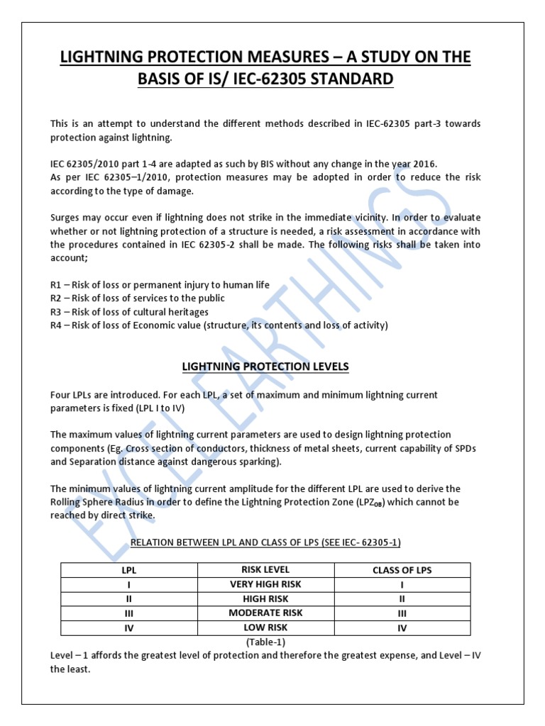 Lightning Protection Measures per IEC 62305 | PDF | Electrical ...