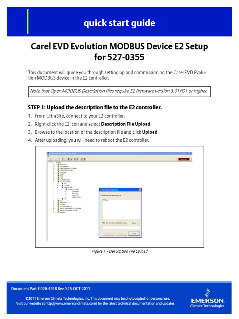 Quick Start Guide: Carel EVD Evolution MODBUS Device E2 Setup For 527 ...