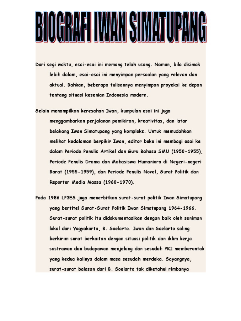 Karya dan Pemikiran Iwan Simatupang | PDF | Klasik
