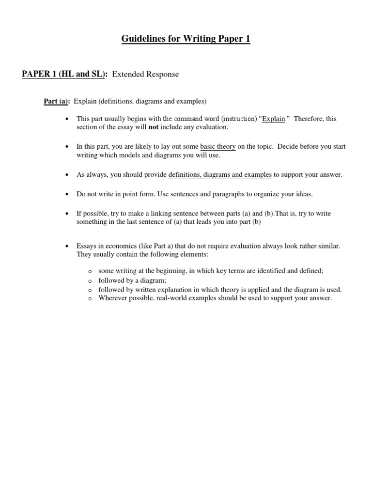 Guidelines For Writing Paper 1 | PDF | Economics | Essays