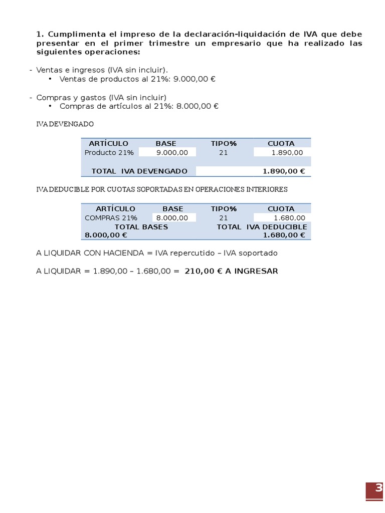 Ejercicio Iva | PDF | Impuesto al valor agregado | Economía (general)