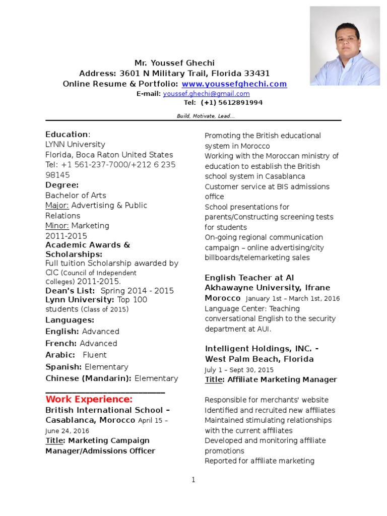 Youssef Ghechi - CV (Updated2016) | PDF | Morocco | Communication