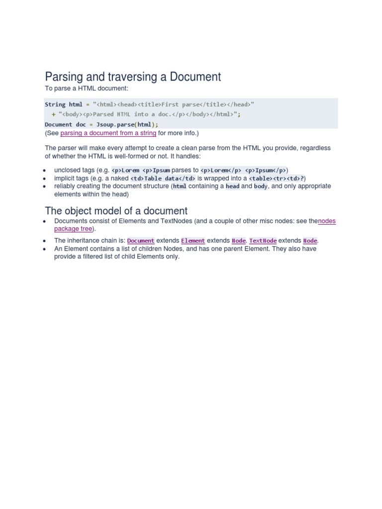 HTML Parsing with Jsoup Guide | PDF | Html Element | Html