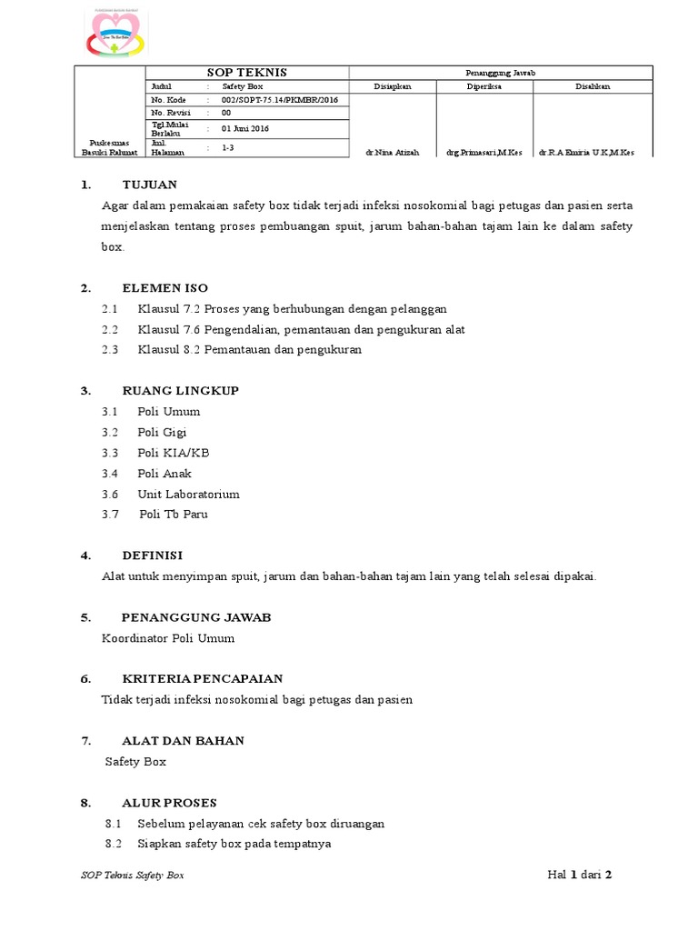 27 SOP Teknis Safety Box (SDH Cek) | PDF