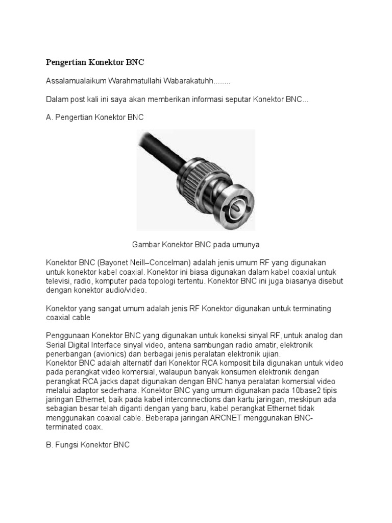 Pengertian Konektor BNC | PDF