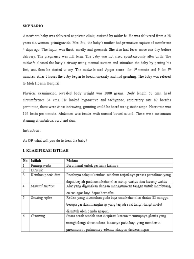 Skenario: Manual Suction Sucking Reflex | PDF