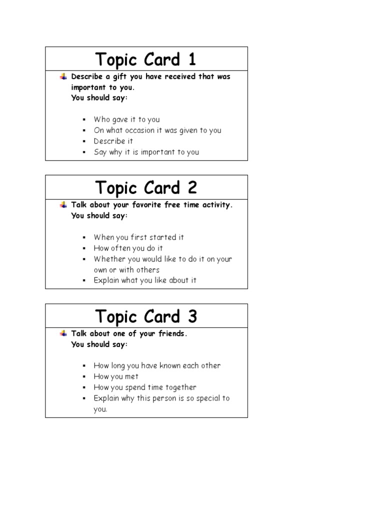 Topic Cards PDF | PDF