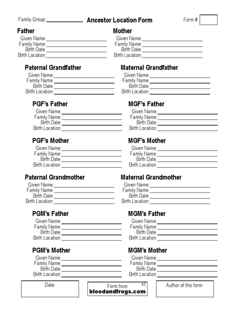 Family Ancestor Location Form | PDF