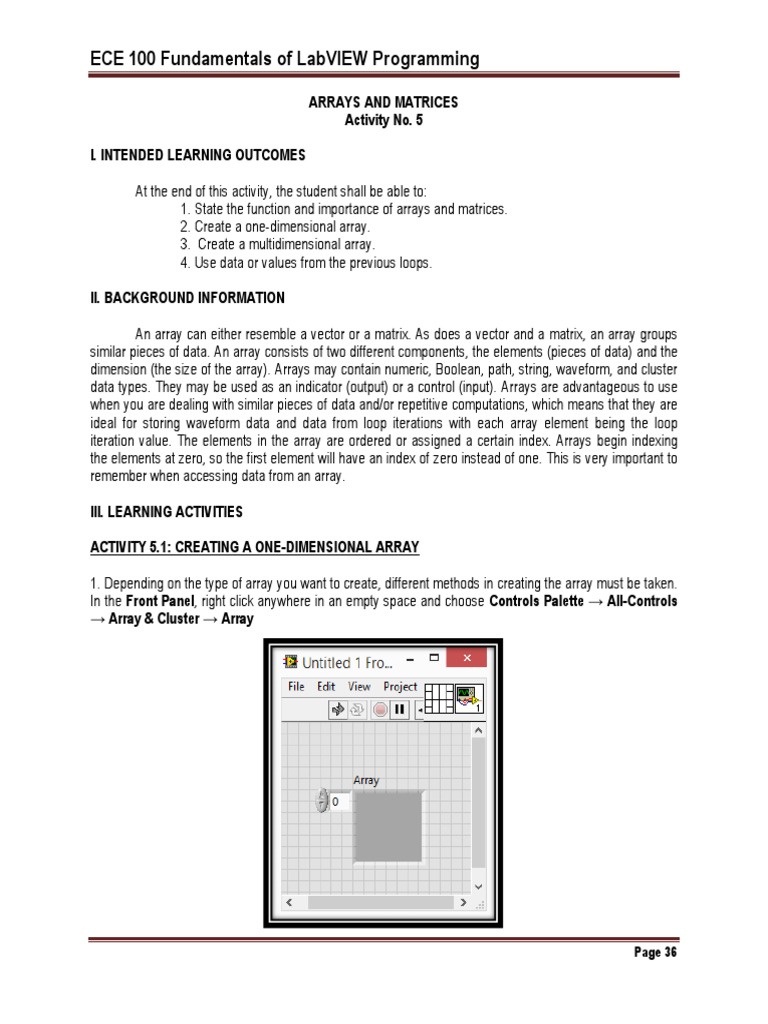 Activity 5 Arrays And Matrices Pdf Array Data Type Matrix Mathematics
