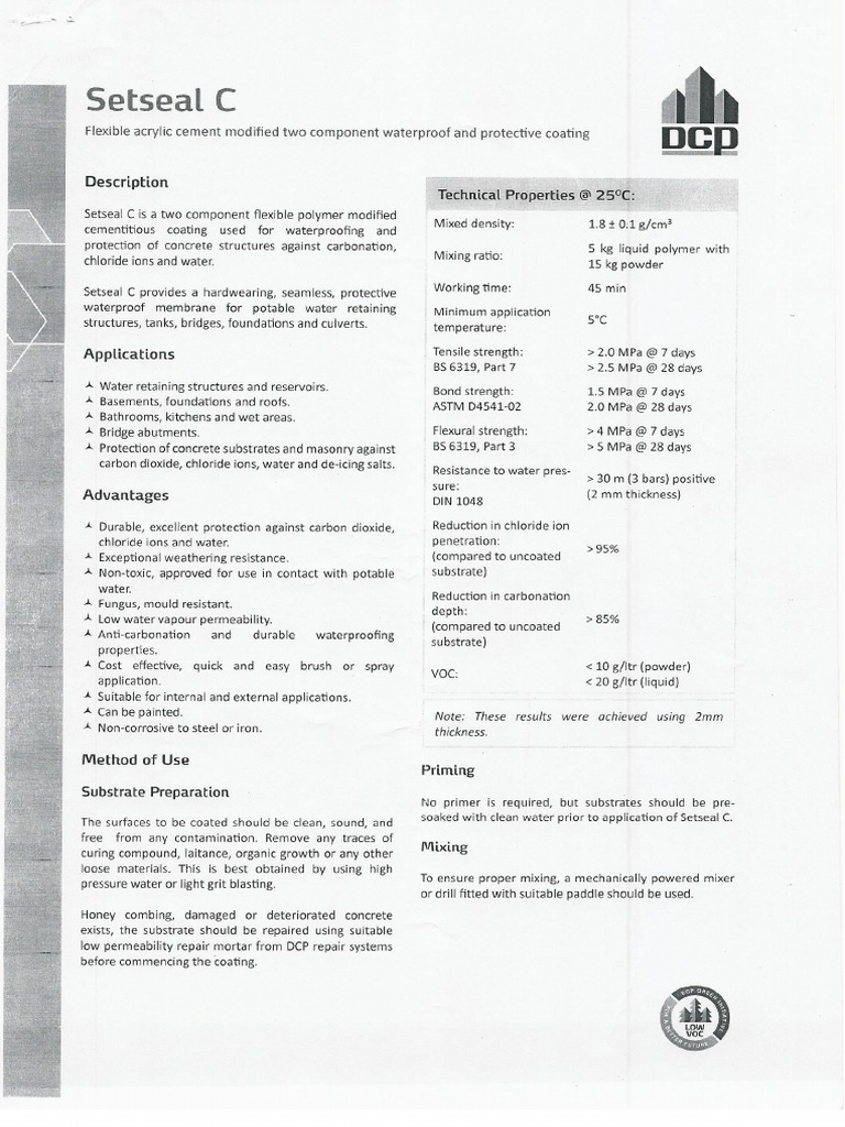 SetSeal C, Setseal 100C | PDF