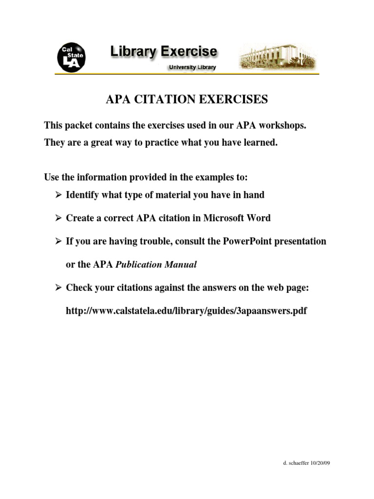 APA Citation Practice Exercises | PDF | Career & Growth