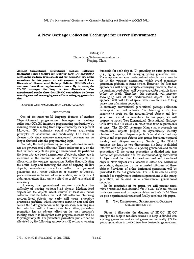 A New Garbage Collection Technique For Server Environment: Xiting Xie ...