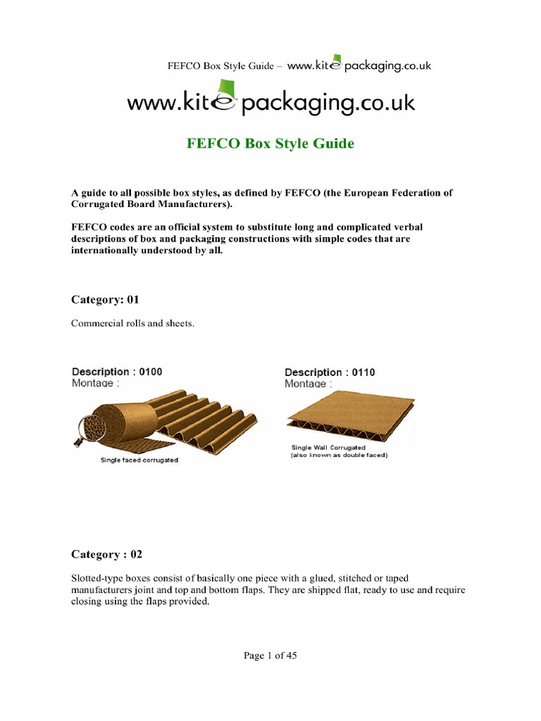 FEFCO Box Style Guide PDF | PDF