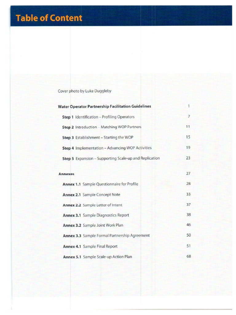 Water Operator Partnership Facilitation Guidelines | PDF
