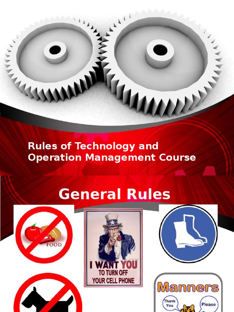 Rules of Technology and Operation Management Course | PDF | Homework | Education Theory