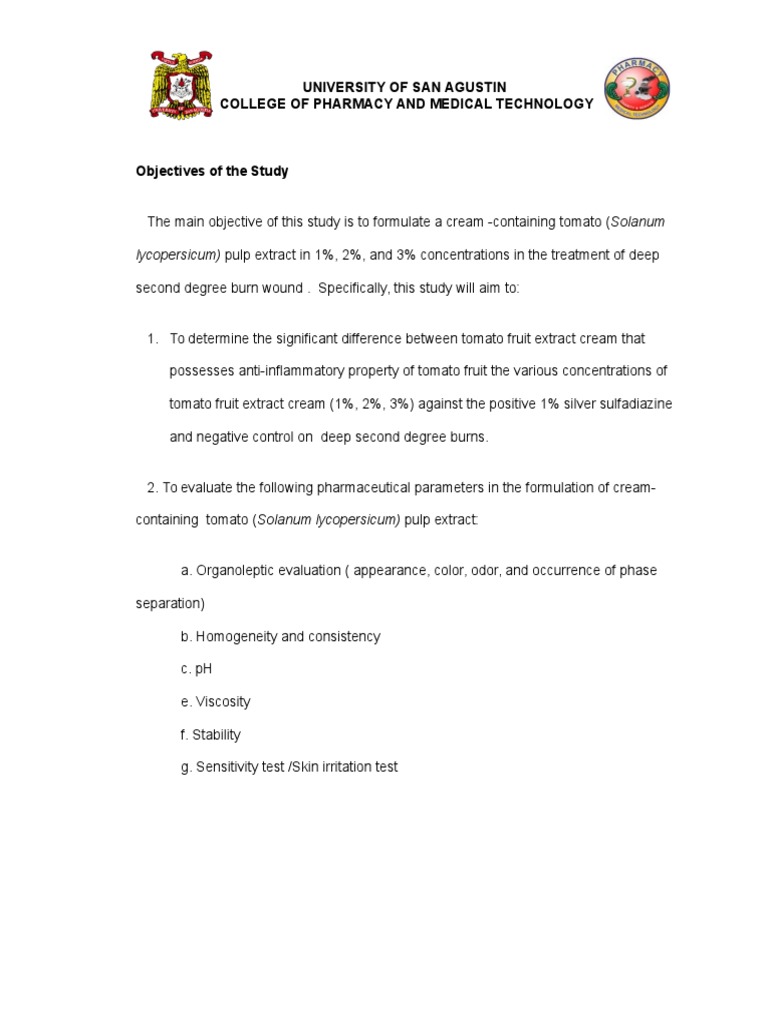 Objectives of The Study FINAL | PDF | Chemistry | Nature