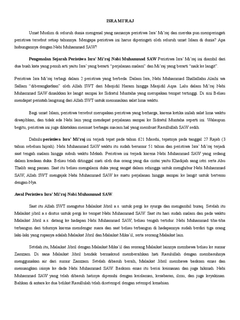 Contoh Ceramah Isra Mi'Raj | PDF