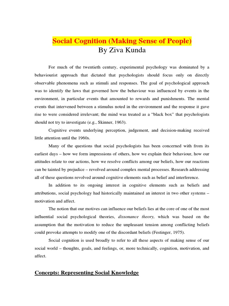 Social Cognition (Making Sense of People) | PDF | Heuristics In ...
