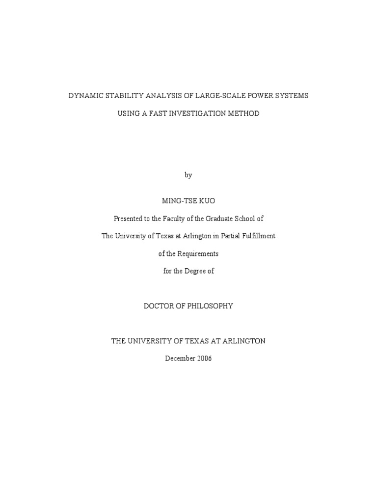 Dynamic Stability Analysis of Large-Scale Power Systems PDF | PDF | Eigenvalues And Eigenvectors ...