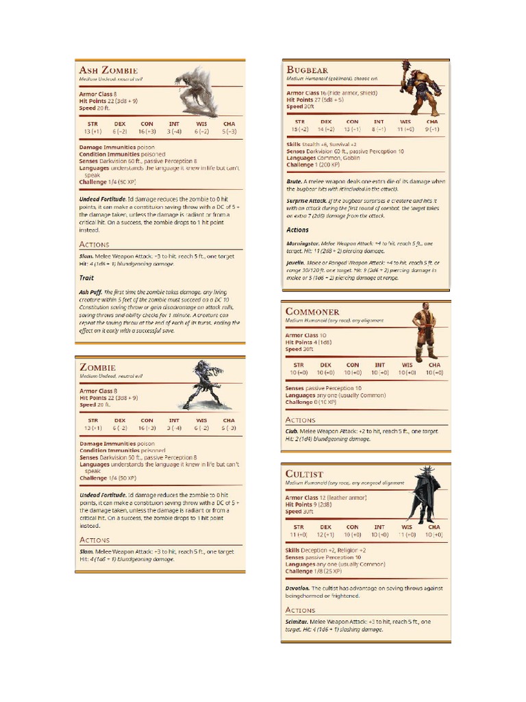LMoP - Monster Cards | PDF
