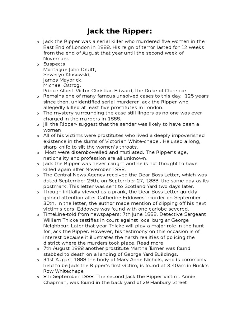 Jack The Ripper | PDF | Jack The Ripper | Crime & Violence