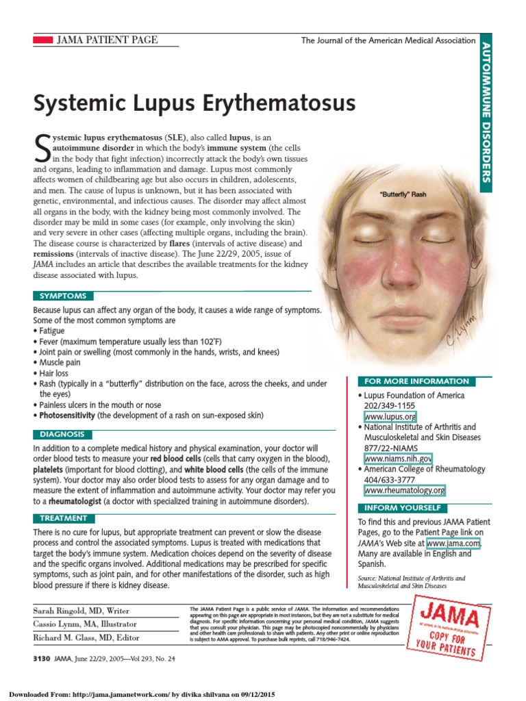 Systemic Lupus Erythematosus: Jama Patient Page | Download Free PDF ...