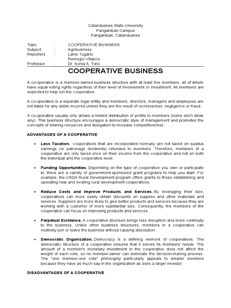Cooperative Business | PDF | By Law | Cooperative