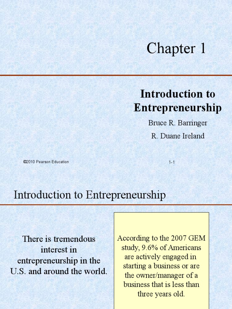 Introduction To Entrepreneurship: Bruce R. Barringer R. Duane Ireland ...