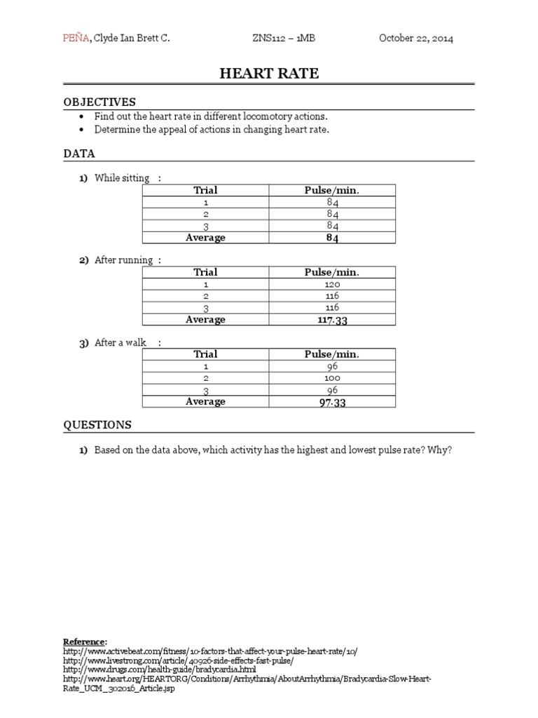 Heart Rate: Objectives | Download Free PDF | Heart Rate | Heart