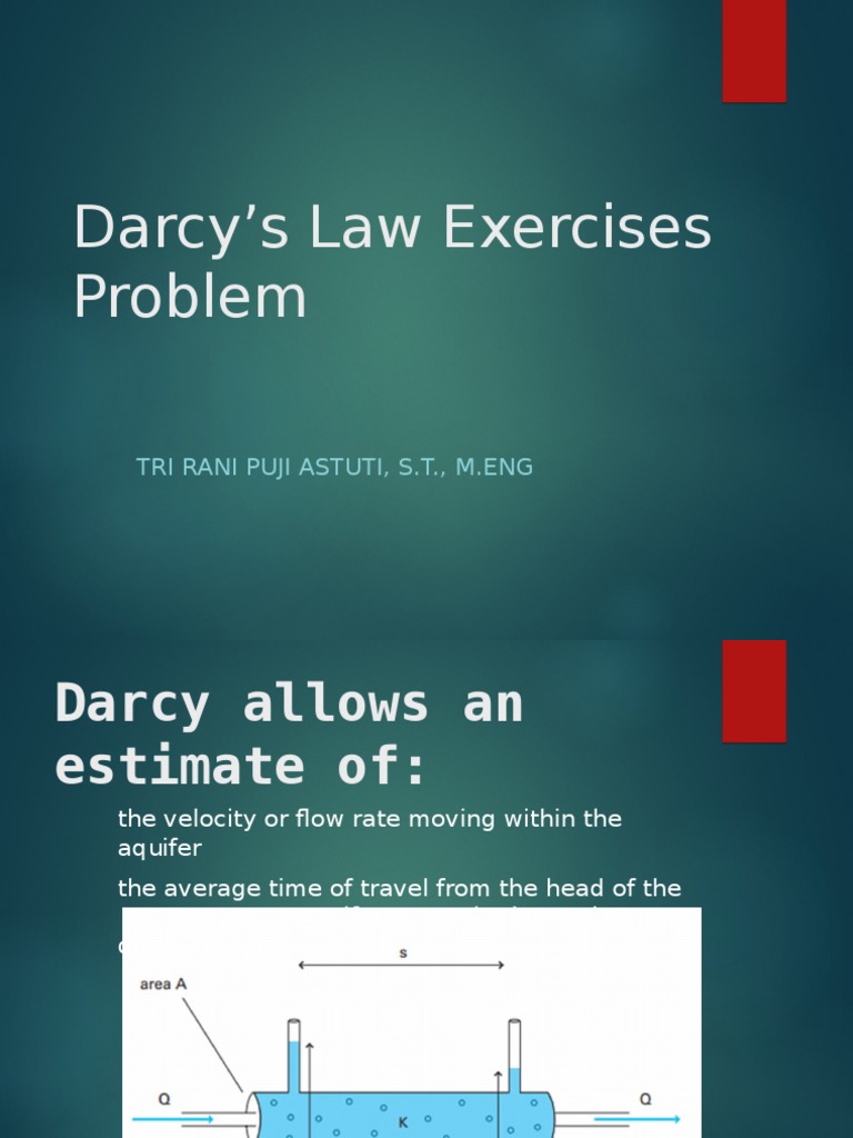 Darcy's Law Exercise and Problems | PDF | Aquifer | Groundwater