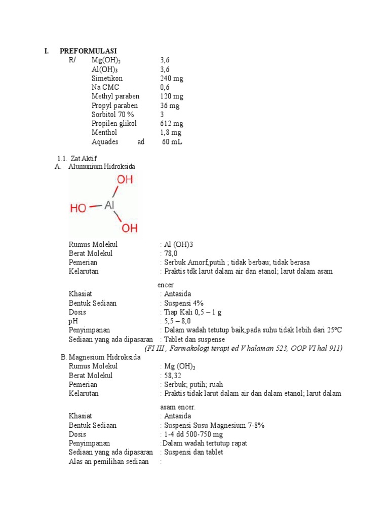 Preformulasi Al MG | PDF