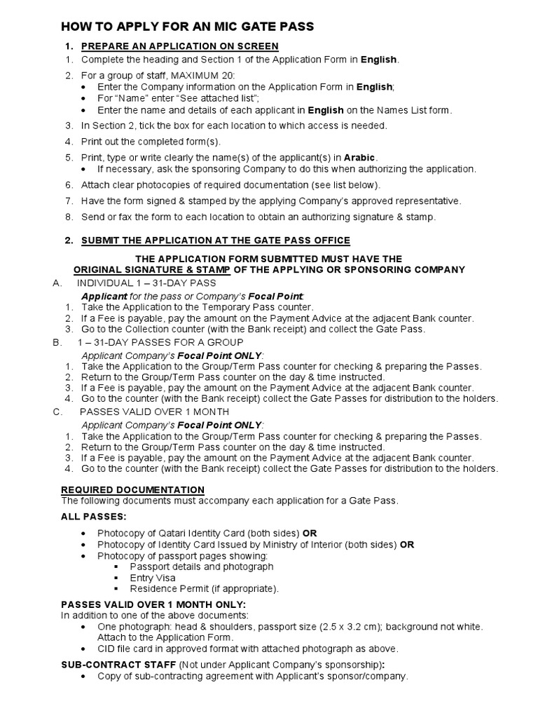 Gate Pass MIC | PDF | Identity Document | Passport