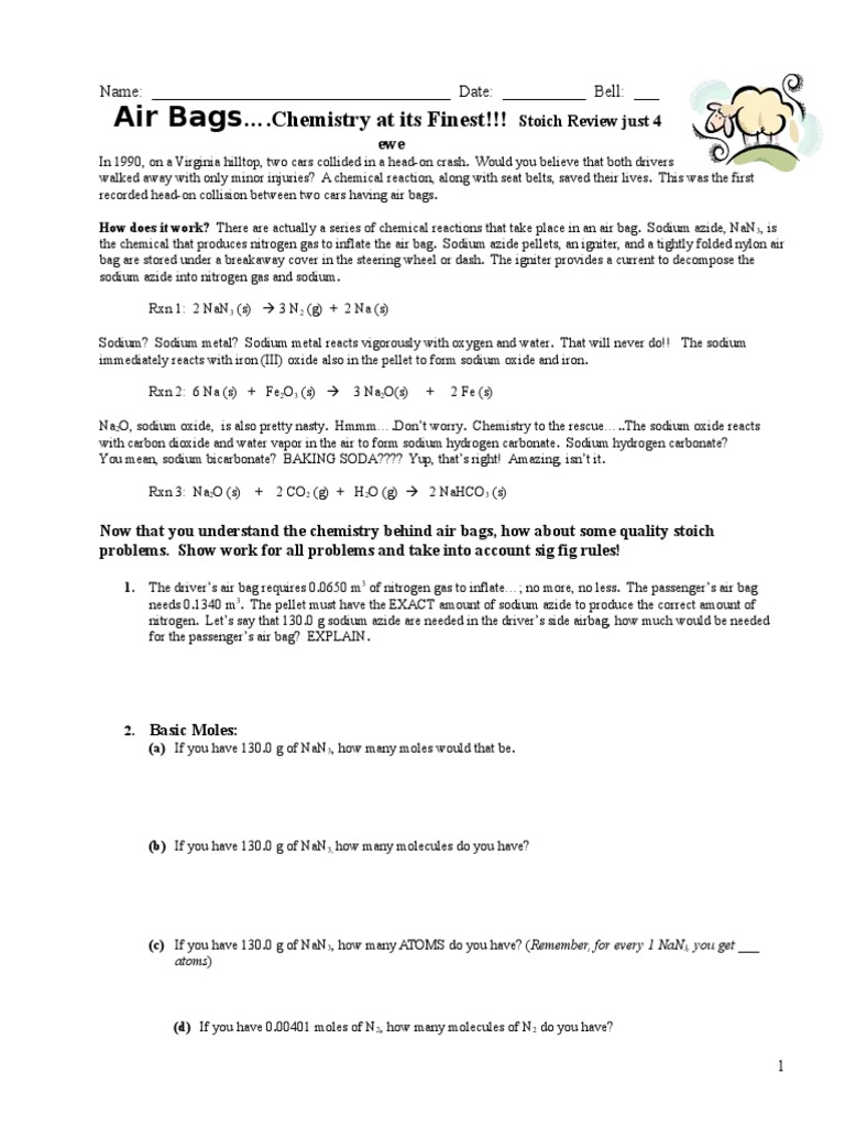 10 Air Bags Stoich | PDF | Airbag | Stoichiometry