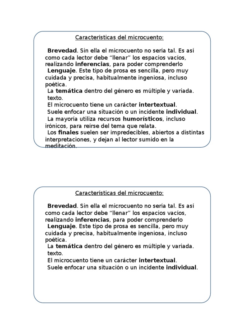 Características Del Microcuento | PDF | Science | Ciencia y Tecnología