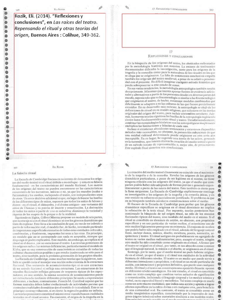 ROZIK, Eli. Los Orígenes Del Teatro (Cap. Reflexiones y Conclusiones ...