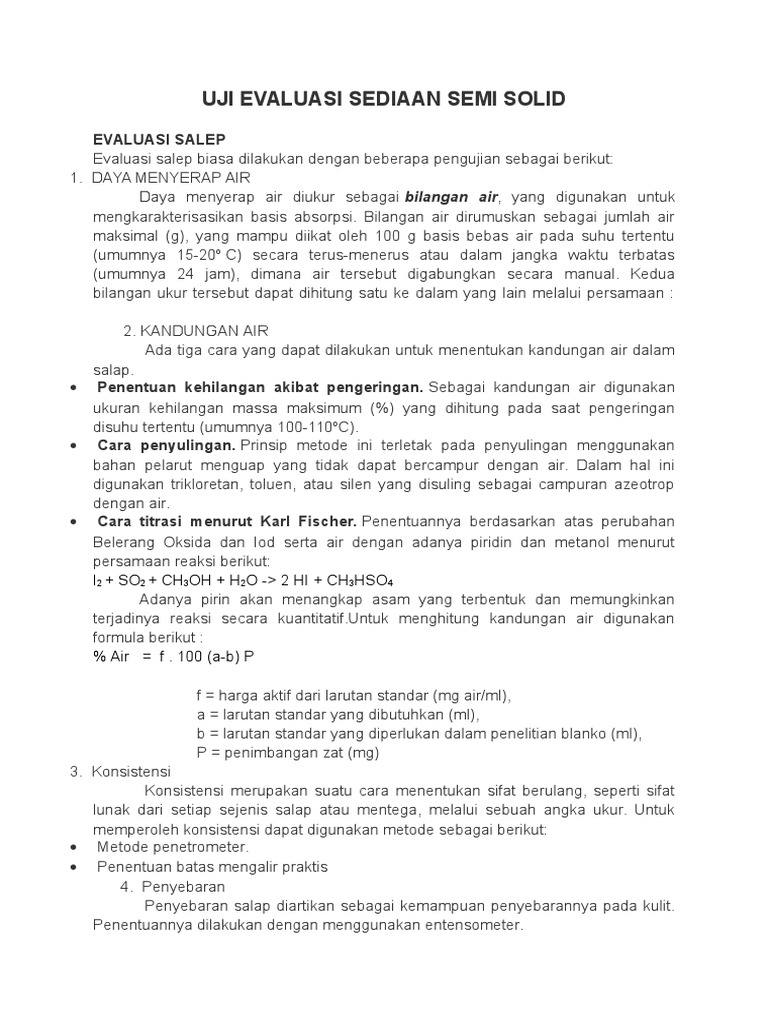 Uji Evaluasi Sediaan Semi Solid | PDF