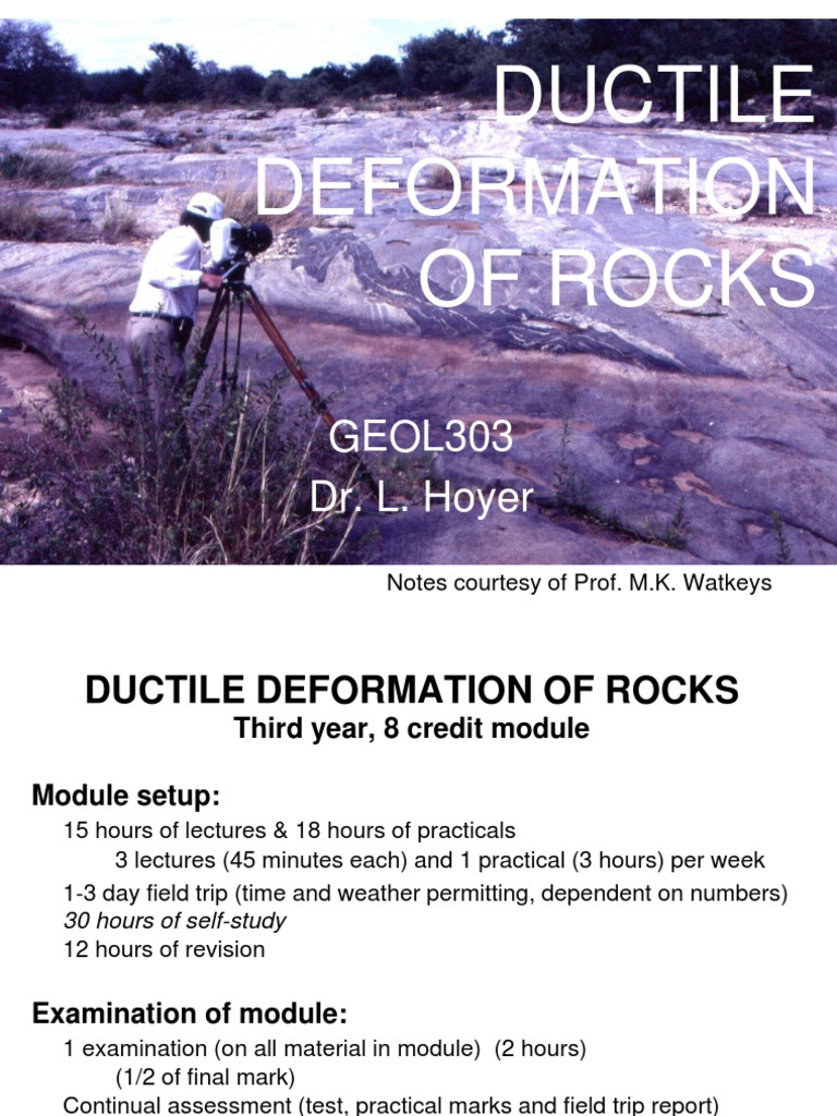 Ductile Deformation of Rocks: GEOL303 Dr. L. Hoyer | PDF | Fault ...