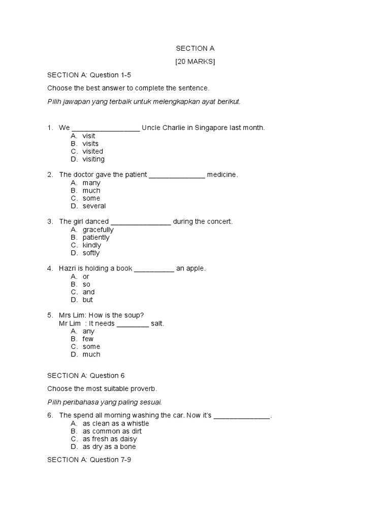 Year End Exam Year 5 Paper 1 | PDF