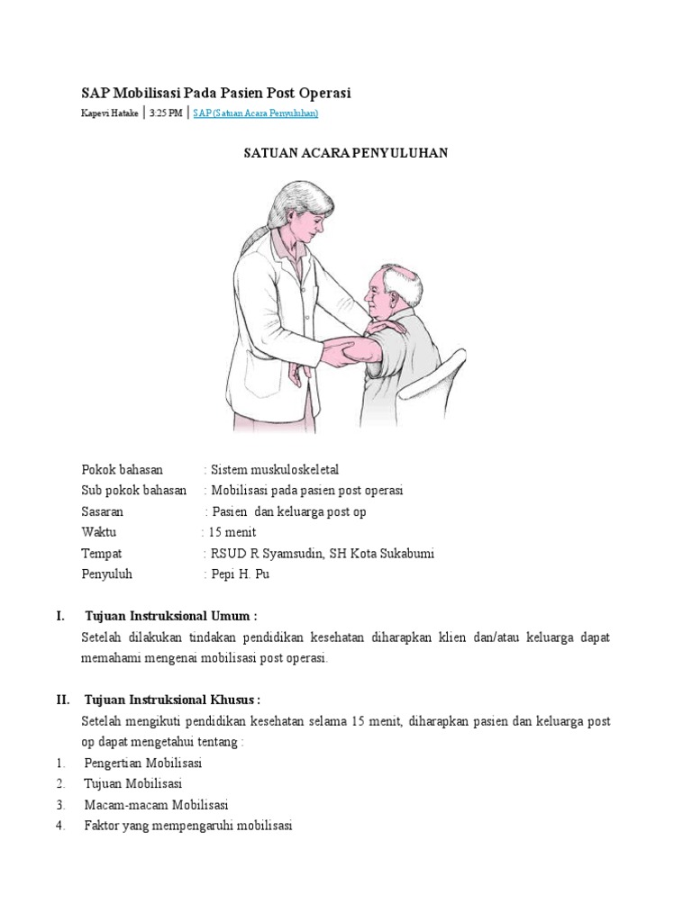 SAP Mobilisasi Pada Pasien Post Operasi | PDF