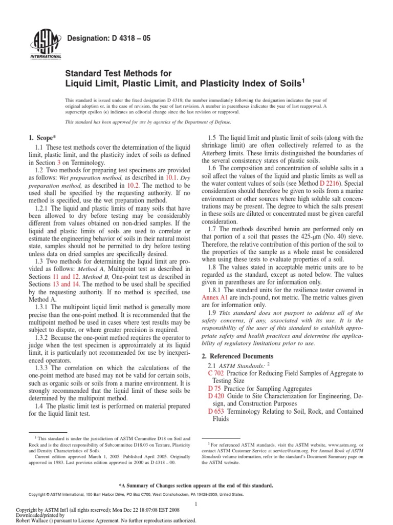 Astm D4318 PDF | PDF | Physical Sciences | Materials