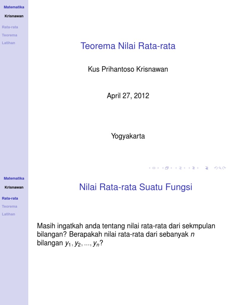 Kalkulus Teorema Nilai Rata-Rata | PDF
