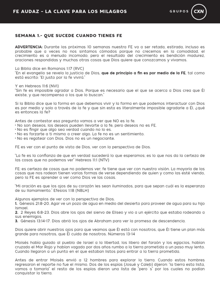 Semana 1 Fe Audaz | PDF | Fe | Moisés