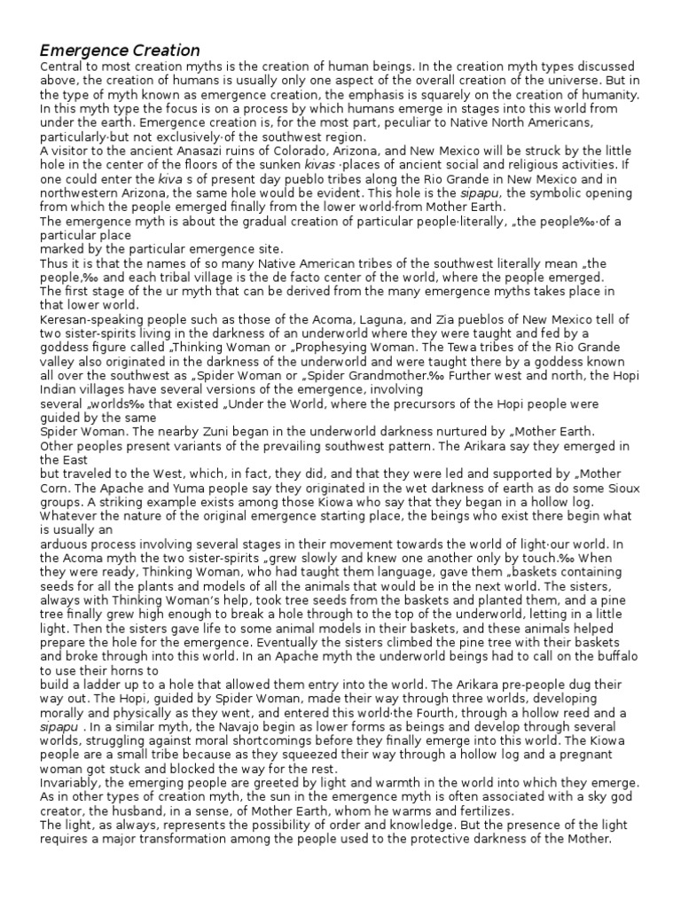 Emergence Creation | Download Free PDF | Creation Myths | Mythology