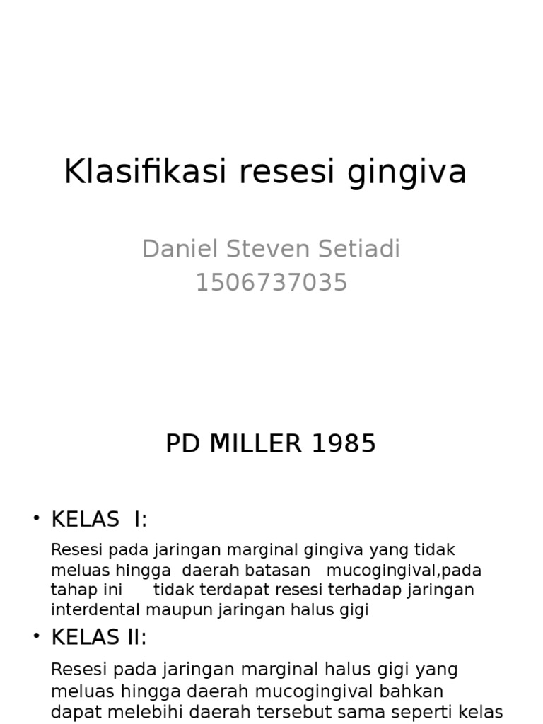KLASIFIKASI RESESI GINGIVA MENURUT MILLER | PDF