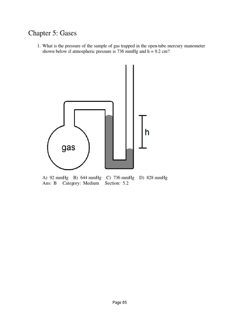 Gases Sample Questions PDF | PDF | Gases | Oxygen