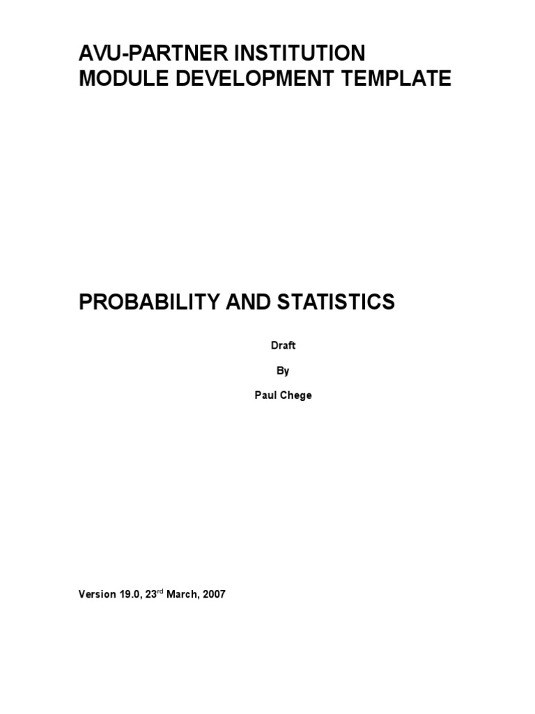 Probability And Statistics Pdf Probability Distribution