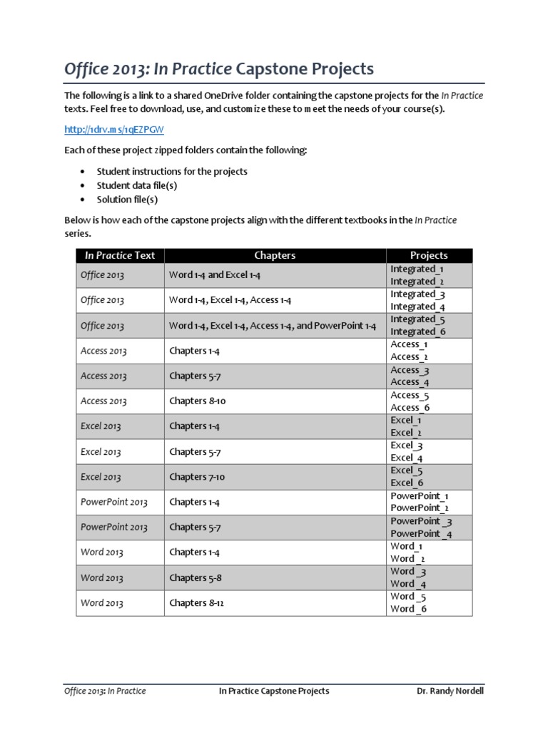 Office 2013 Capstone Project Resources | PDF | Microsoft Office 2013 ...