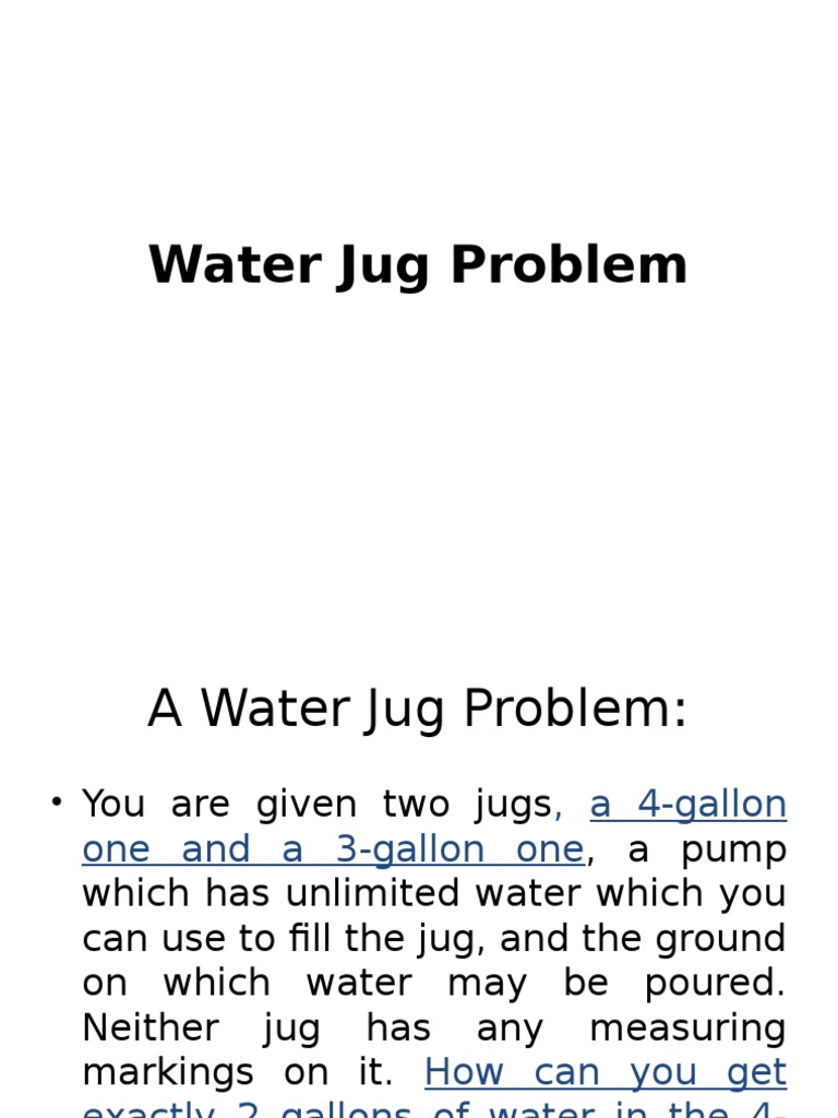 Water Jug Problem | PDF | Teaching Methods & Materials | Home & Garden
