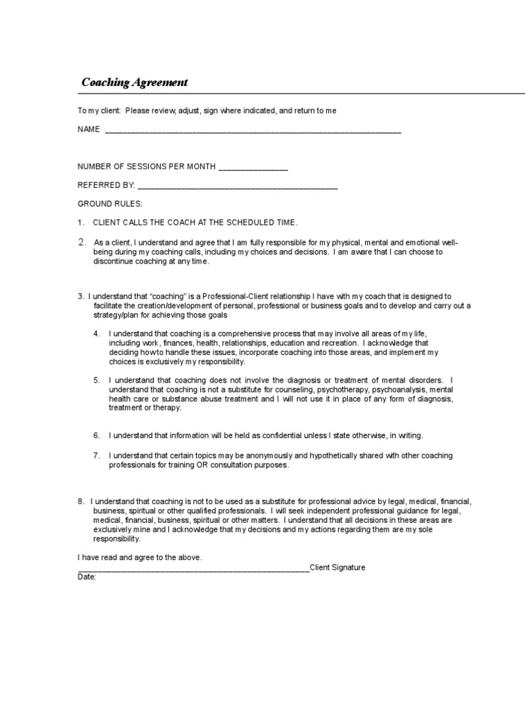 ICF Sample Coaching Agreement | PDF