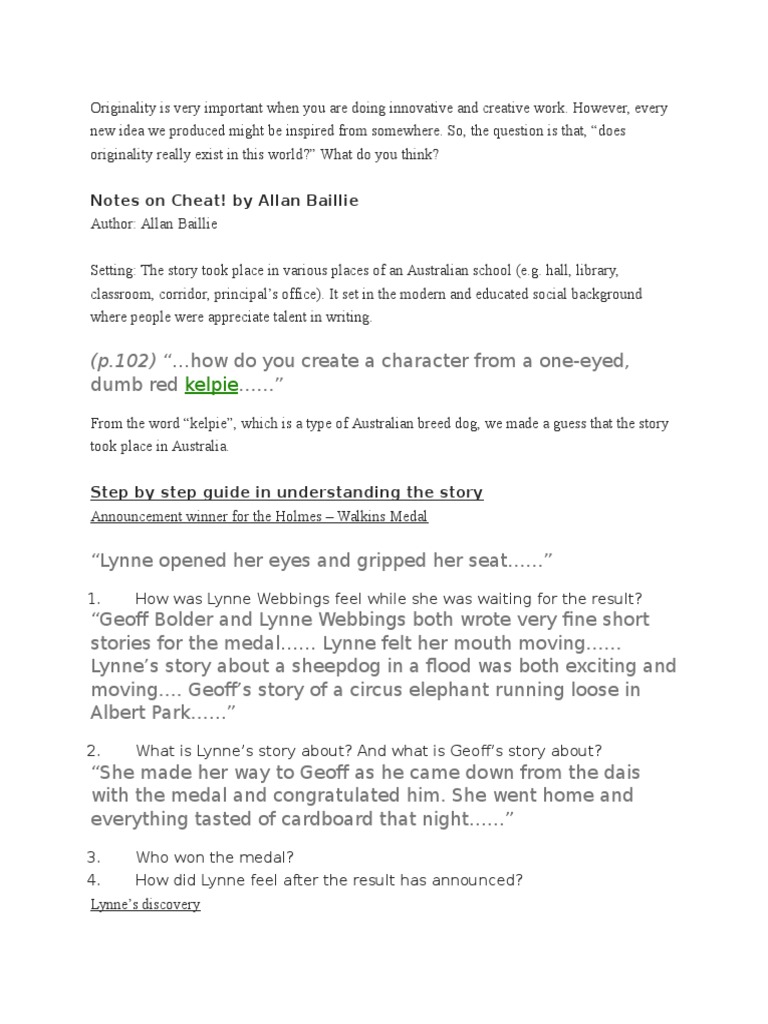 Short Story Cheat | PDF | Self Esteem